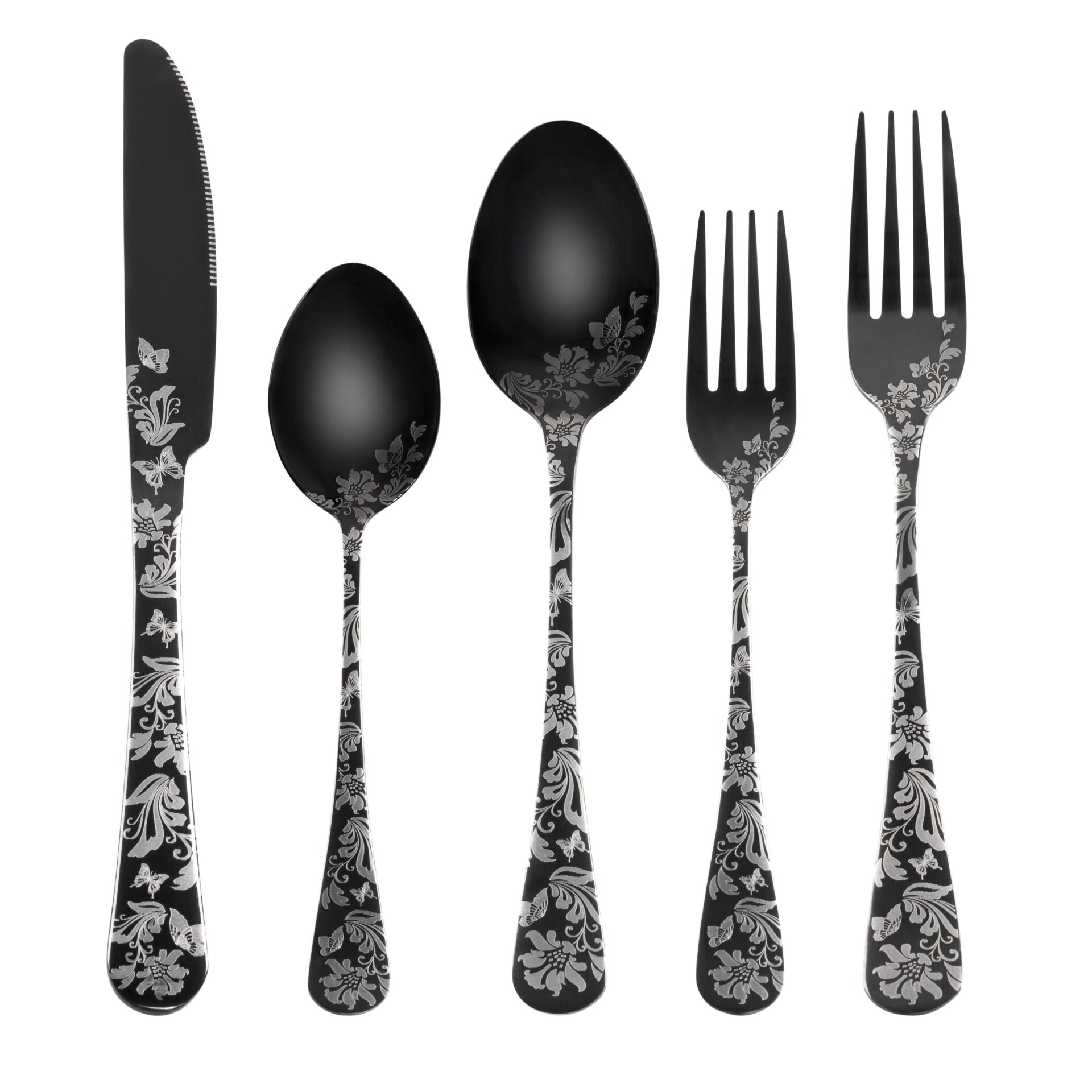 Black Floral Flatware Settings Co Black Floral Flatware Settings Co